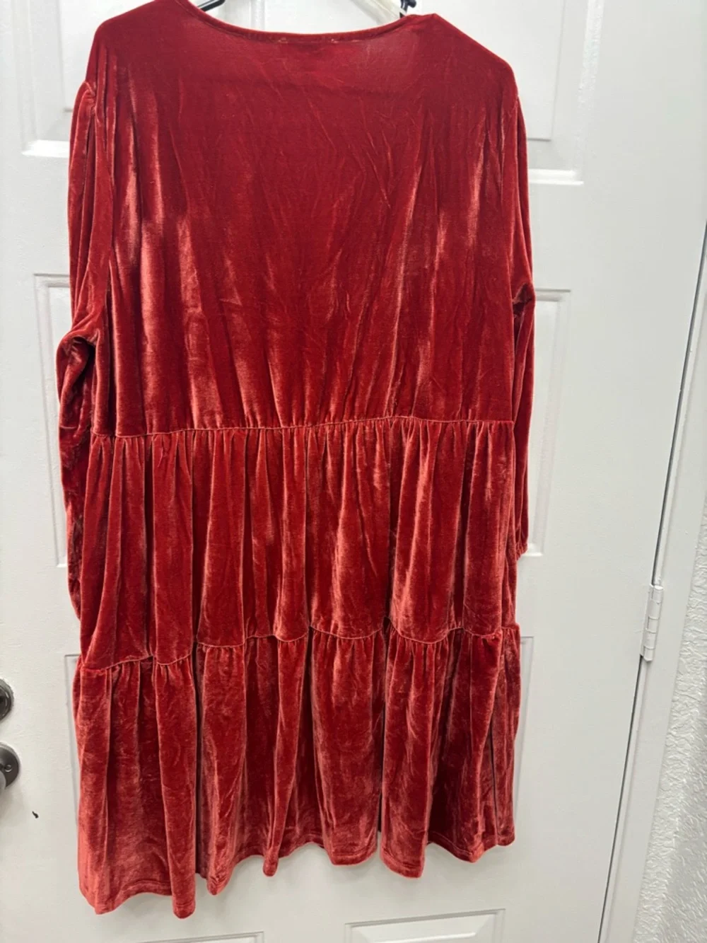 Umgee | Dresses | Umgee Rust Red Velvet Vneck Tiered Dress | Poshmark